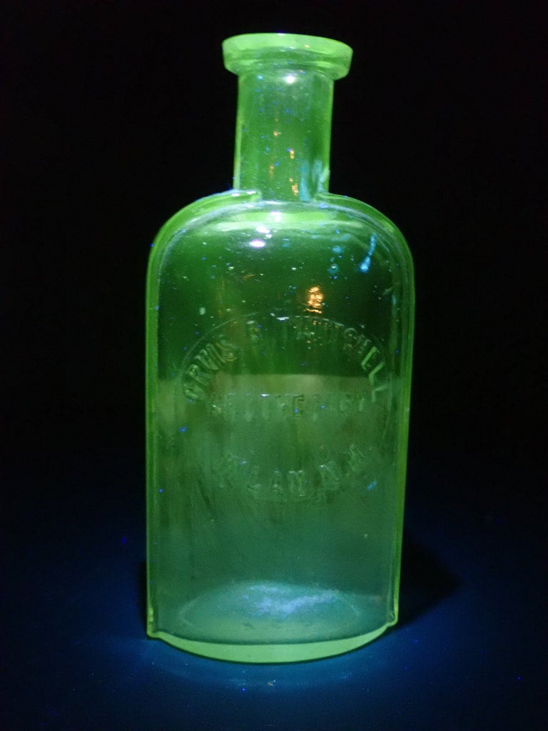 Rare Uranium Glass Medicine Bottle Orvis A. Twitchell Apothecary Milan ...